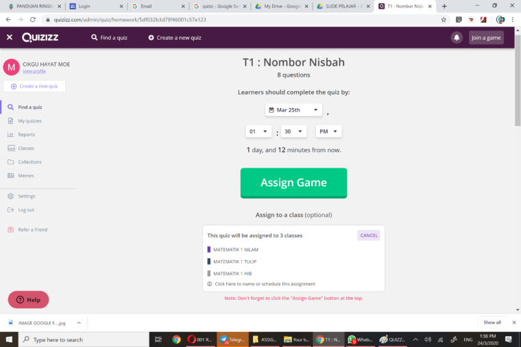 PANDUAN RINGKAS MEMBERIKAN QUIZIZZ DALAM GOOGLE CLASSROOM - Cikgu Hayat